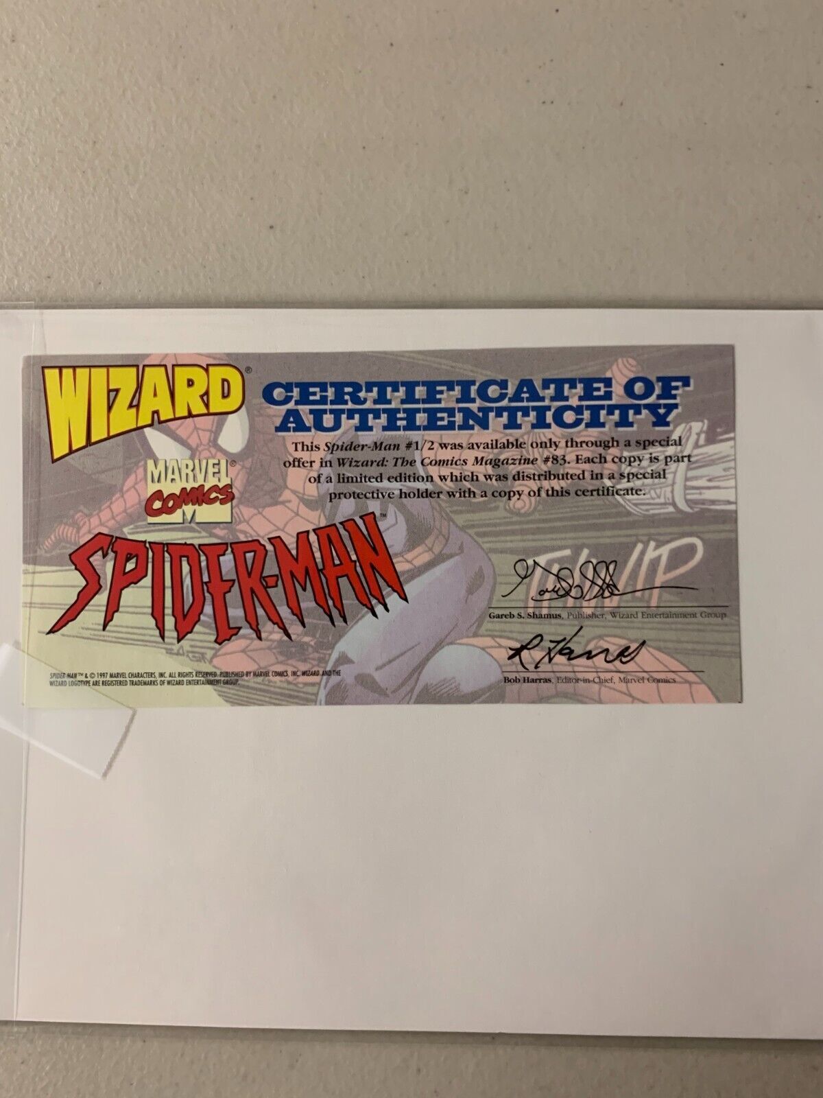 Spider-Man Wizard #1/2 w/ certificate of authenticity (1998) | Comic ...