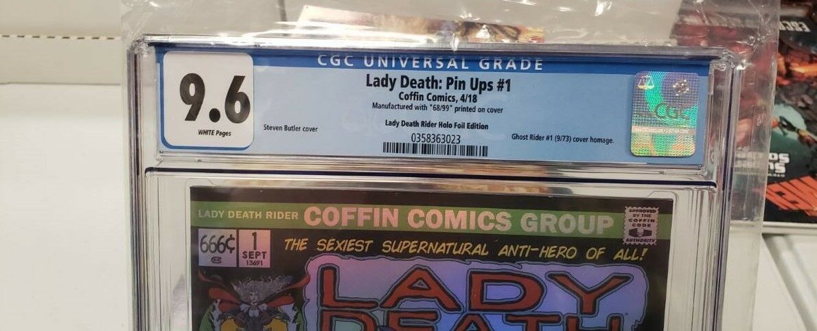 Lady Death Pin Ups #1 CGC 9.6 Comic Book Lady Death Rider Foil Ghost ...