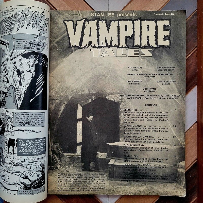 VAMPIRE TALES #5 VG+ (Marvel Magazine 1974) MORBIUS Origin Story ...