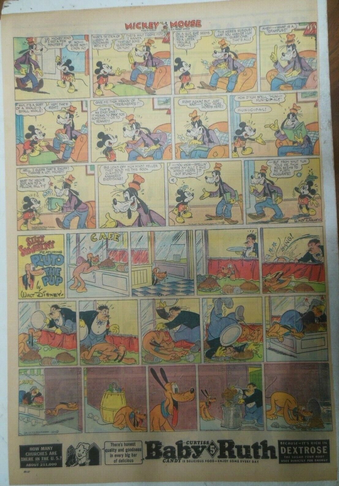 Mickey Mouse & Pluto Sunday Page by Walt Disney from 11/19/1939 Full ...