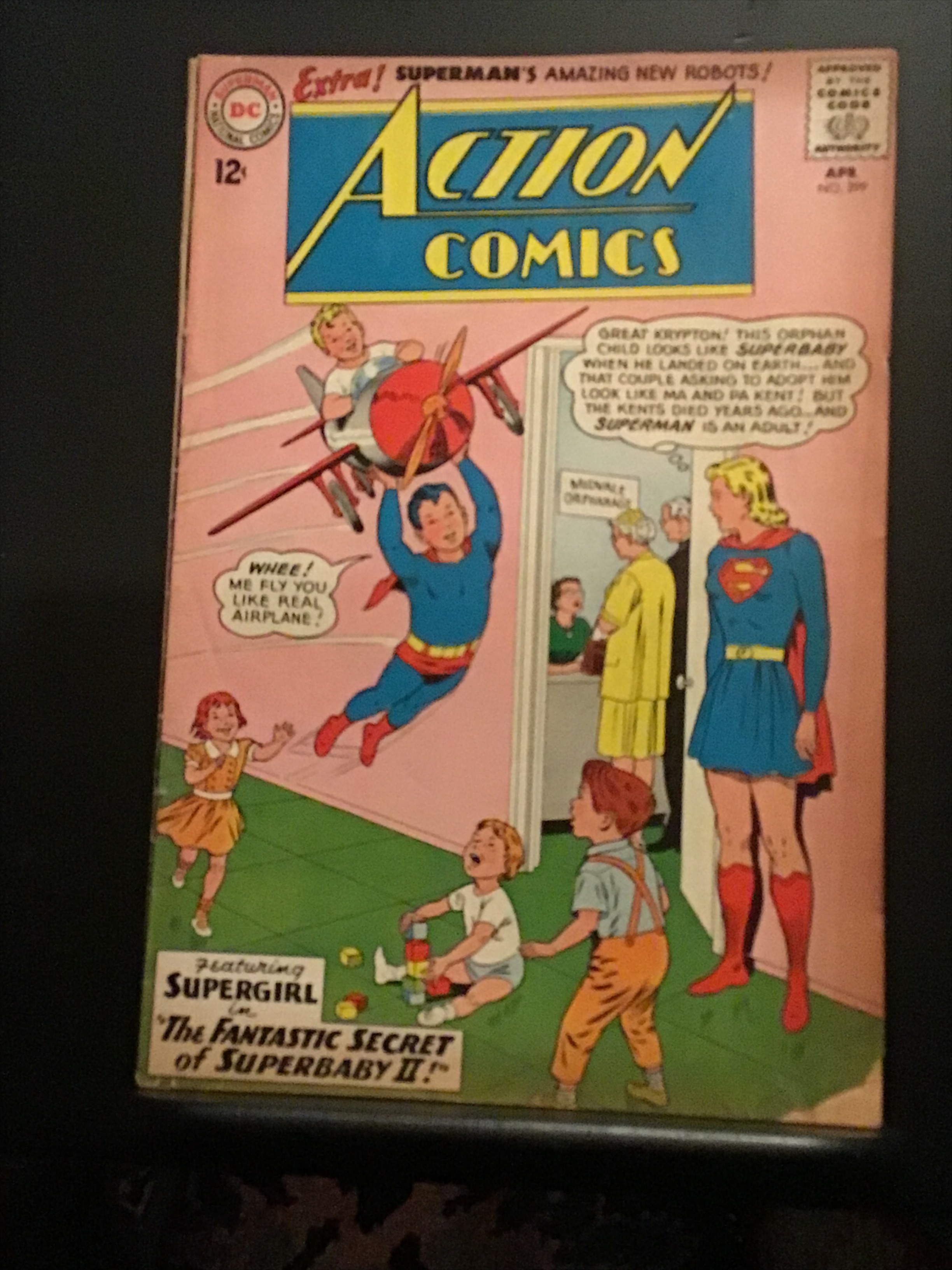 Action Comics #299 (1962) Supergirl sees Kents adopting super baby ...