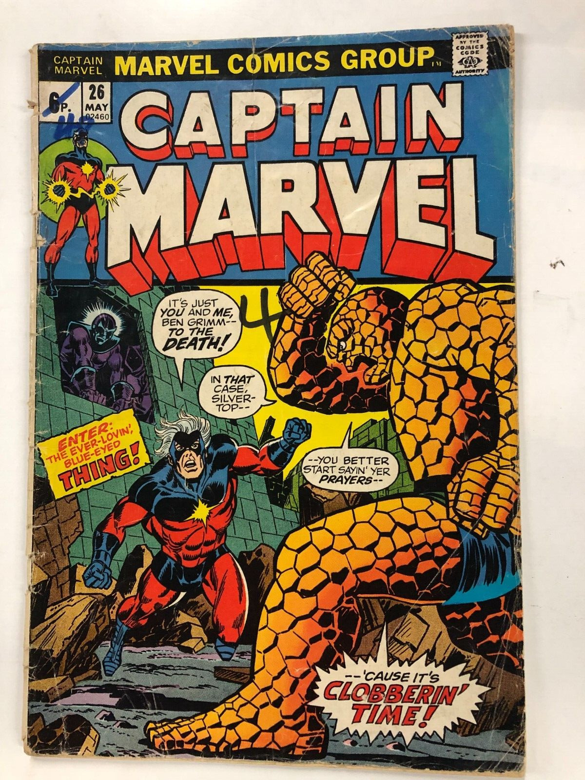 CAPTAIN MARVEL 26 (May 1973) STARLIN 2nd app Thanos British pence copy ...