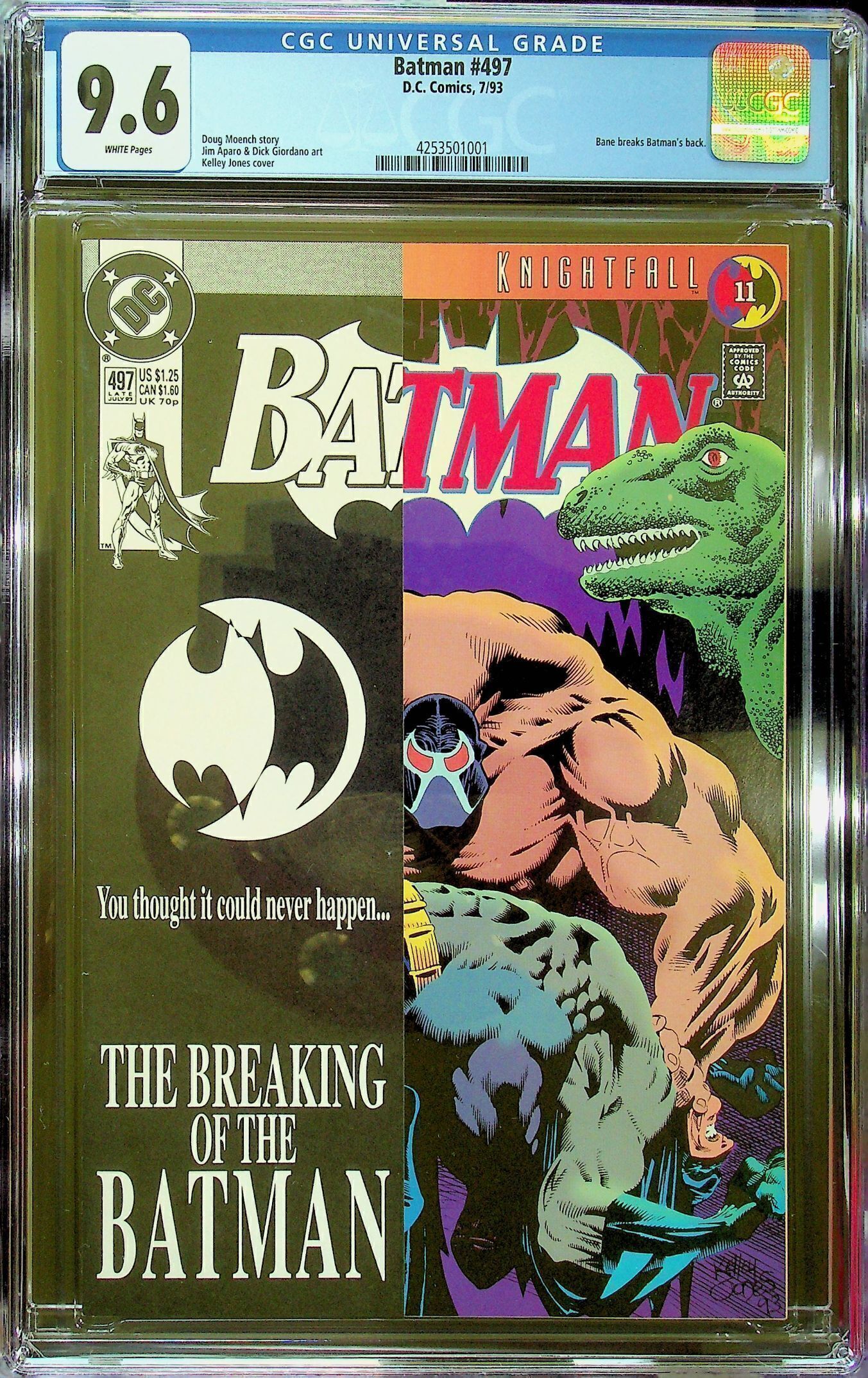 Batman #497 Third Print Cover (1993) - CGC 9.6 - Cert#4253501001 ...