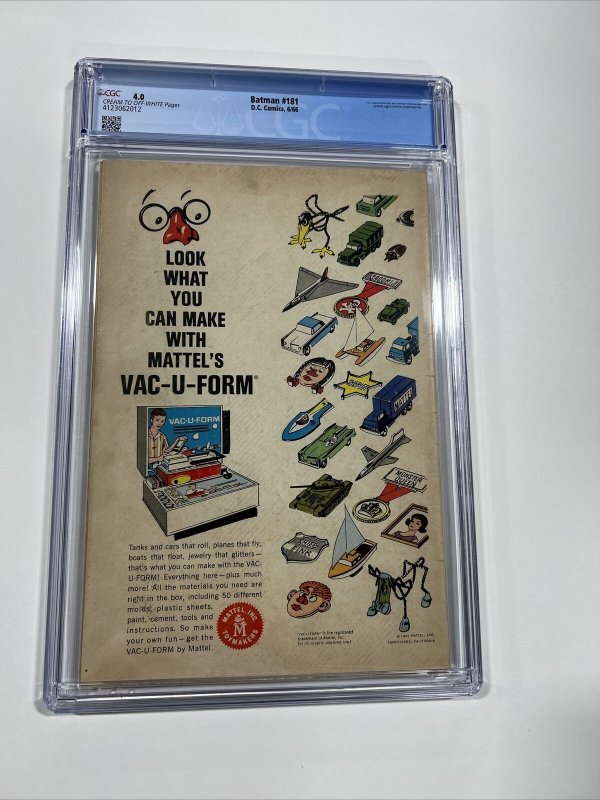 Batman 181 cgc 4.0 cr/ow pages Dc comics 1966 1st poison Ivy | Comic ...