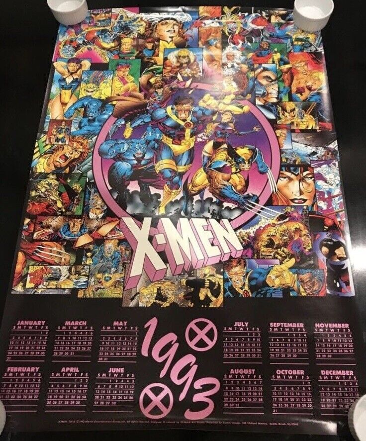 Jim Lee: Marvel X-men Calendar Poster 1993 - Uncanny Wolverine Cyclops ...