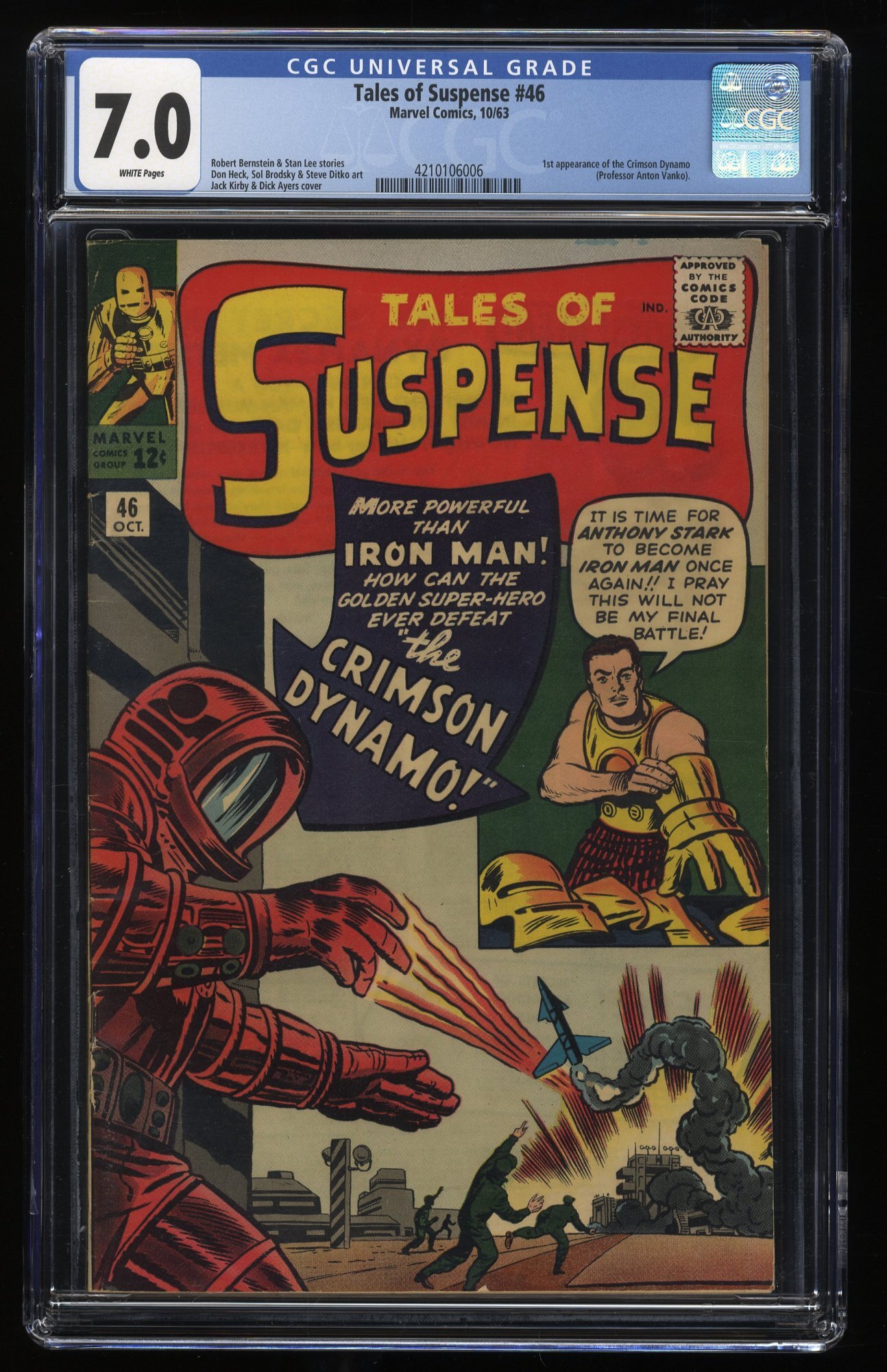Tales Of Suspense #46 CGC FN/VF 7.0 White Pages 1st Appearance Crimson ...