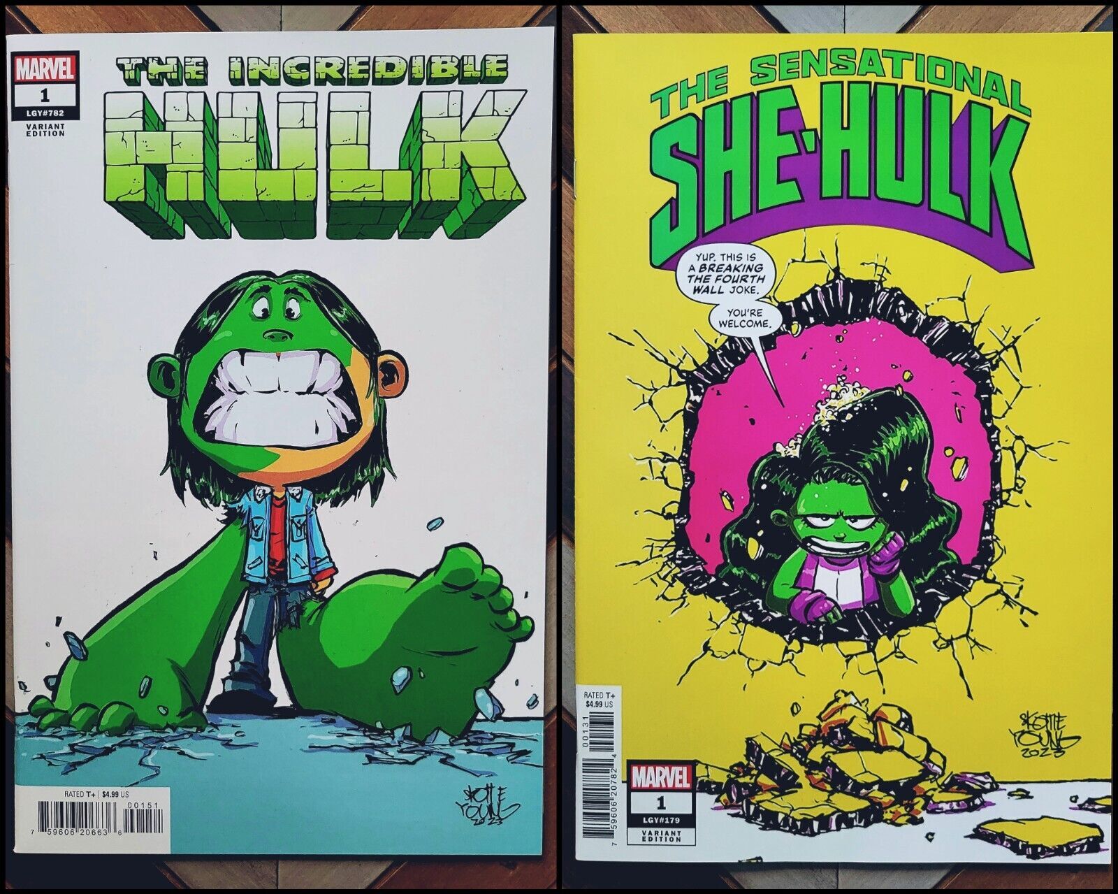 HULK + SENSATIONAL SHE HULK #1s NM Marvel 2023 Skottie Young Covers 2 ...
