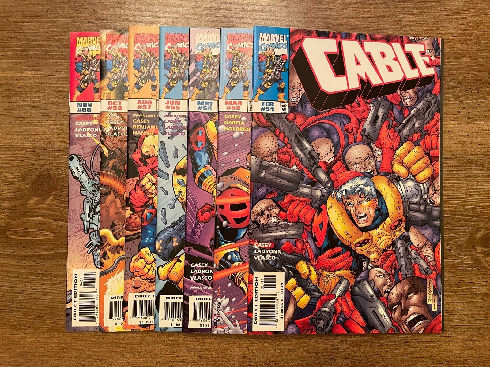 7 Cable Marvel Comic Books # 51 52 54 55 57 59 60 Wolverine X-Men Hulk ...