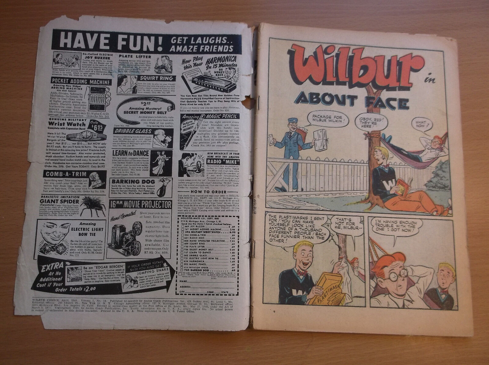 Archie Magazine: Wilbur Comics #24, Rare Golden AGE Comic, 1949, GD/VG ...