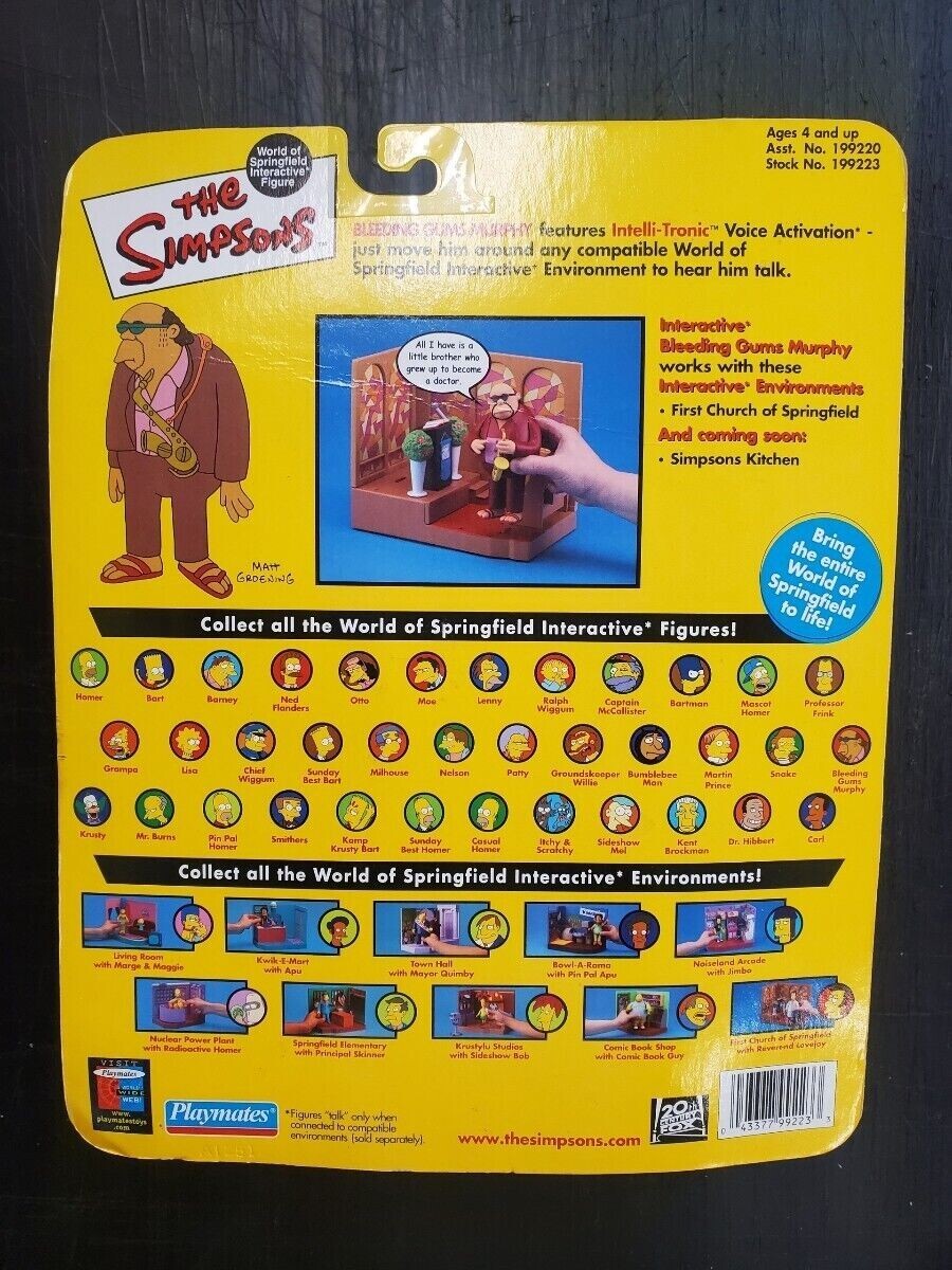 The Simpsons Bleeding Gums Murphy Intell-Tronic Playmates Sealed Figure ...