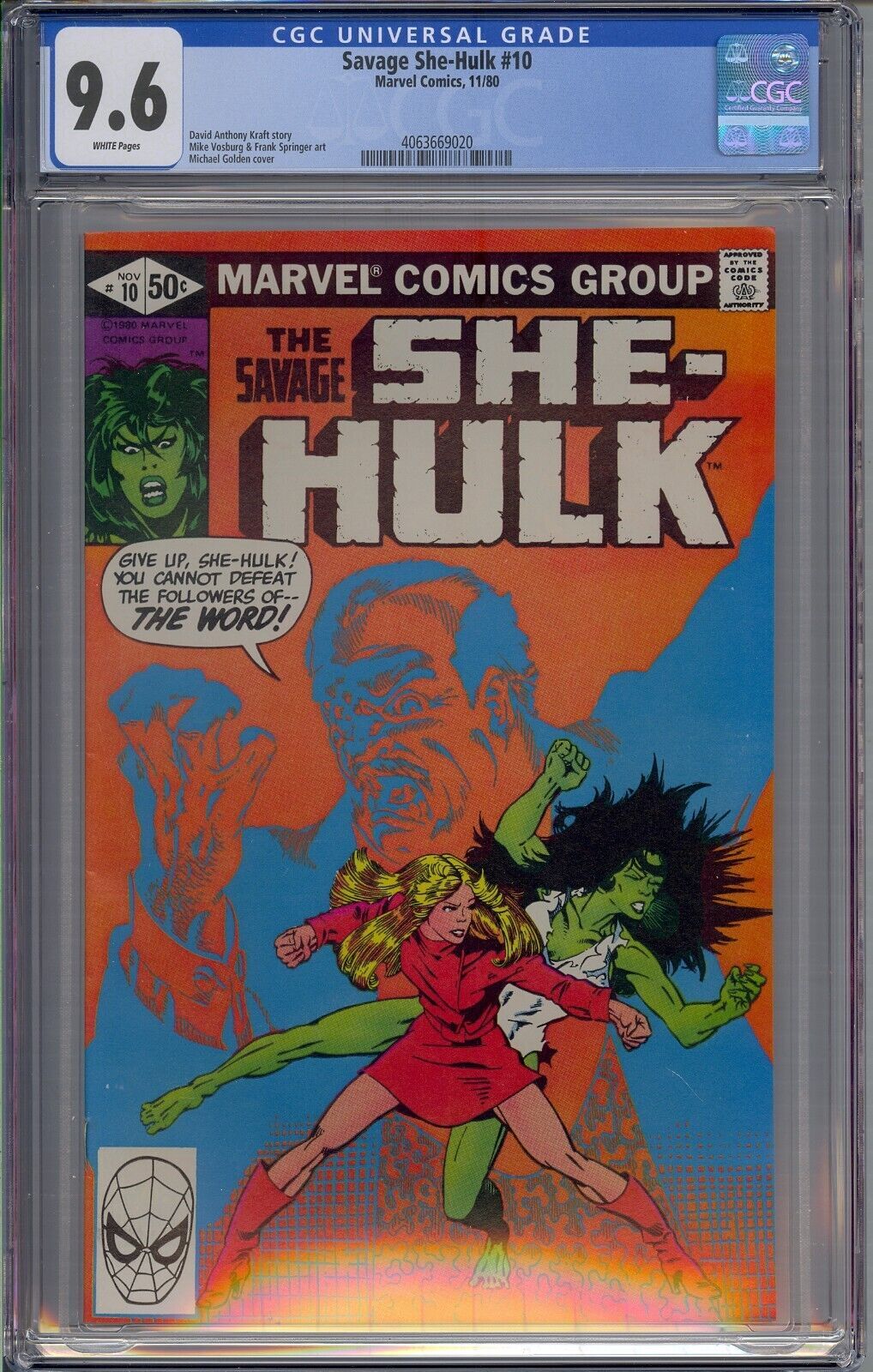 Savage She-Hulk #10 CGC 9.6 Mike Vosberg & Frank Springer White Pages ...