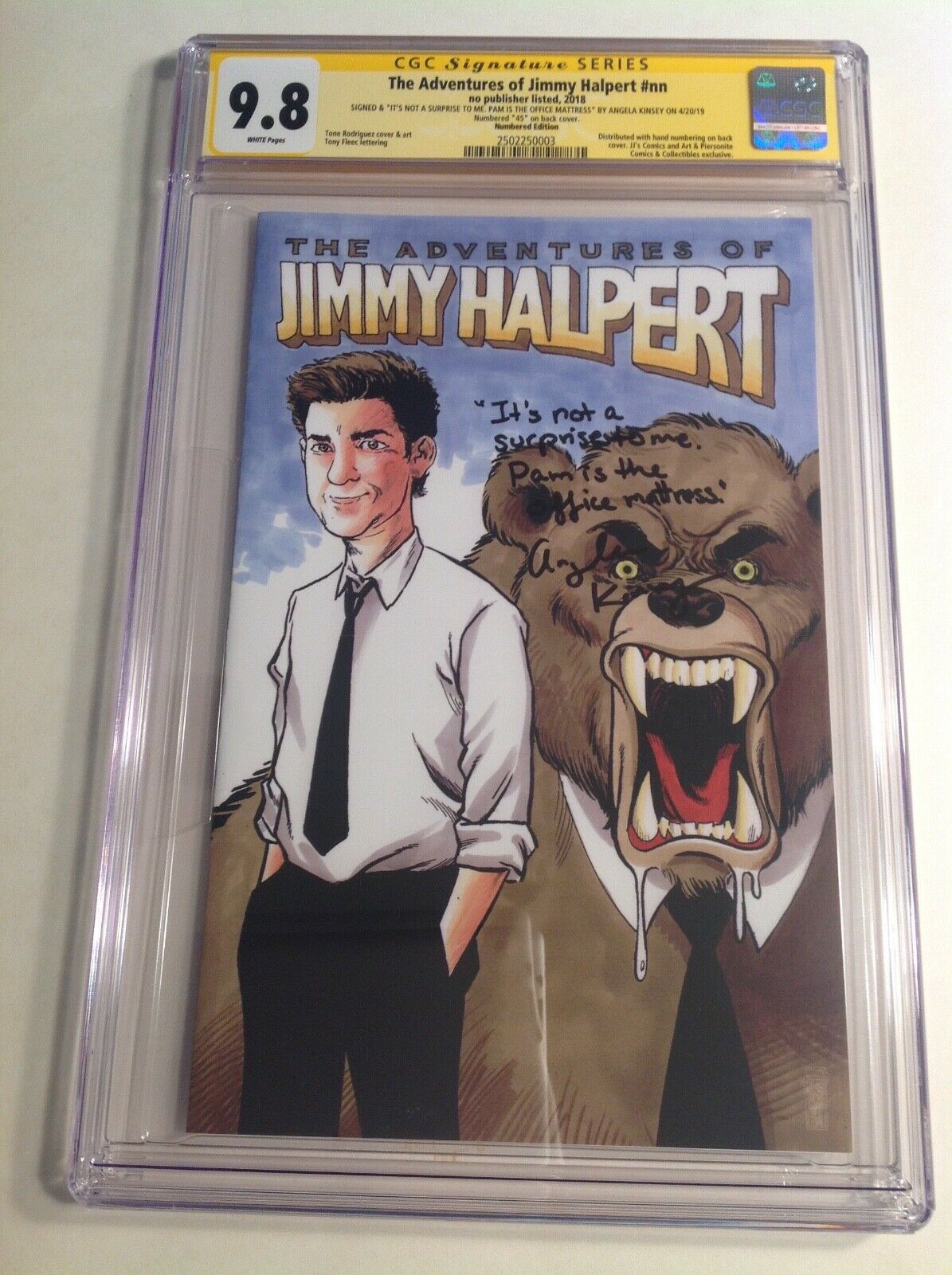 CGC SS 9.8 The Office Jimmy Halpert comic #46/100 NBC signed Angela ...