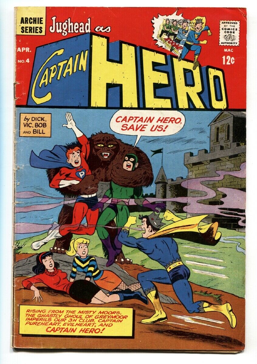 Jughead as Captain Hero #4 1967- Archie Comics superherp parody horror ...