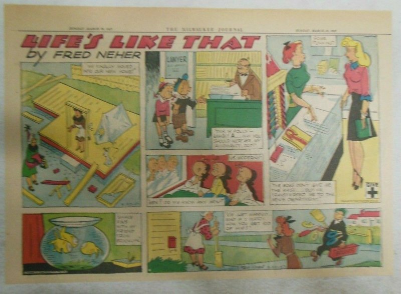(14) Life's Like That Sunday Pages by Fred Neher from 1947 Size:11 x 15 ...