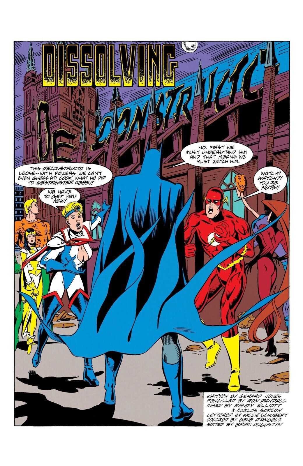 Original Art Splash Page Justice League Europe ~ Batman Power Girl ...