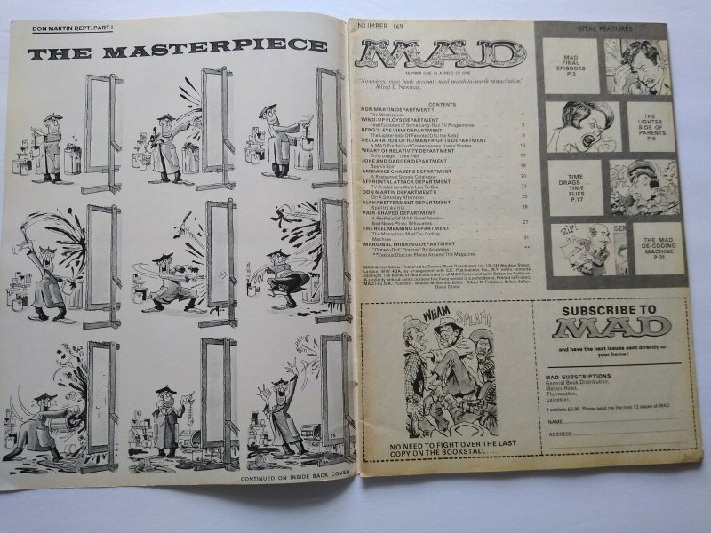 MAD Magazine British UK Edition No 169 Mad Scientist Cover MASH Columbo ...