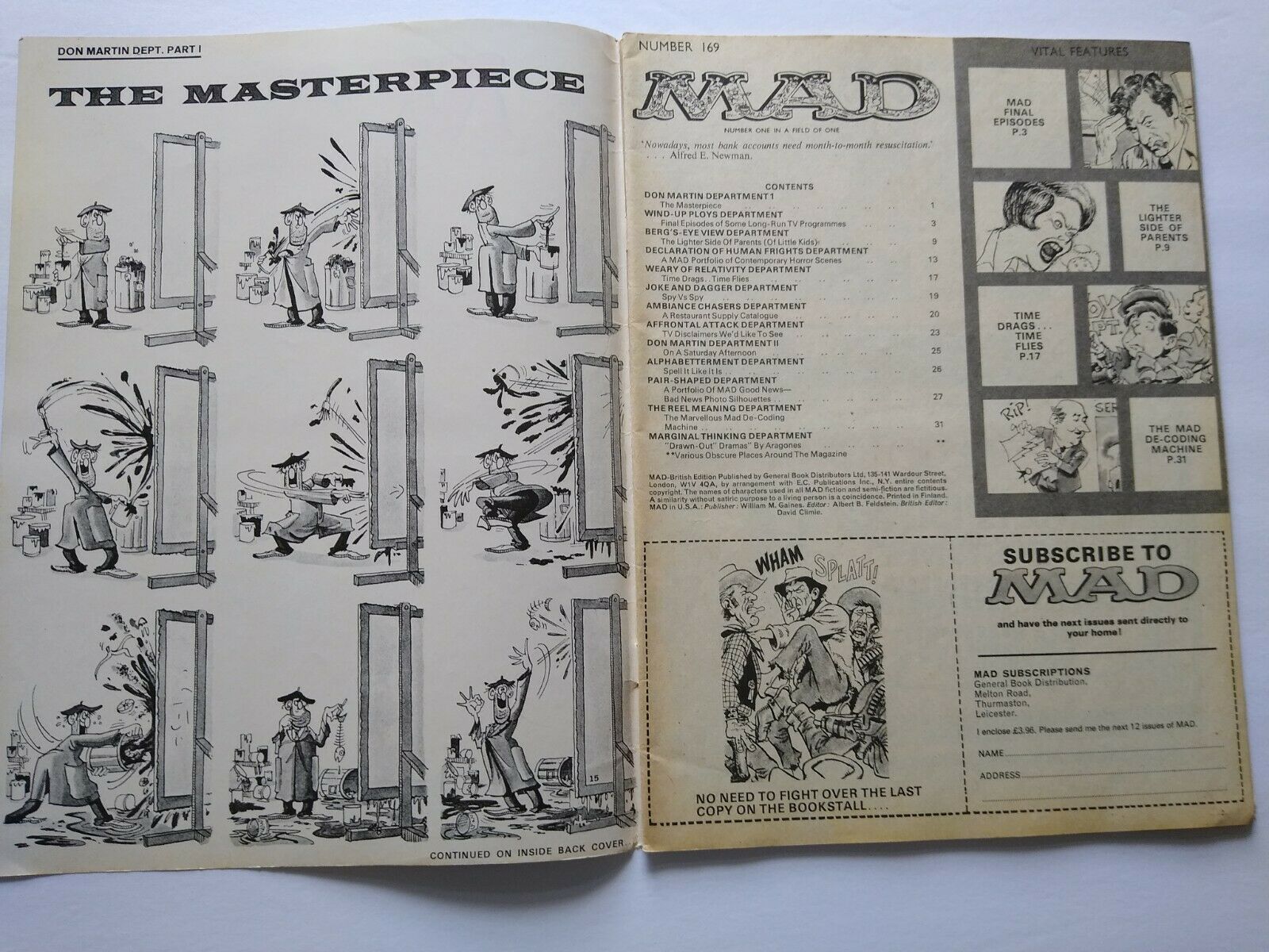 MAD Magazine British UK Edition No 169 Mad Scientist Cover MASH Columbo ...