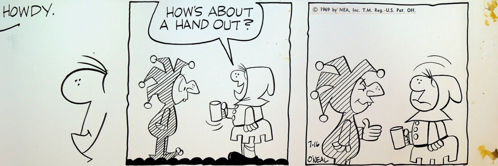 Short Ribs by Frank O'Neal Original Comic Strip Art July 16 1969 Beggar ...
