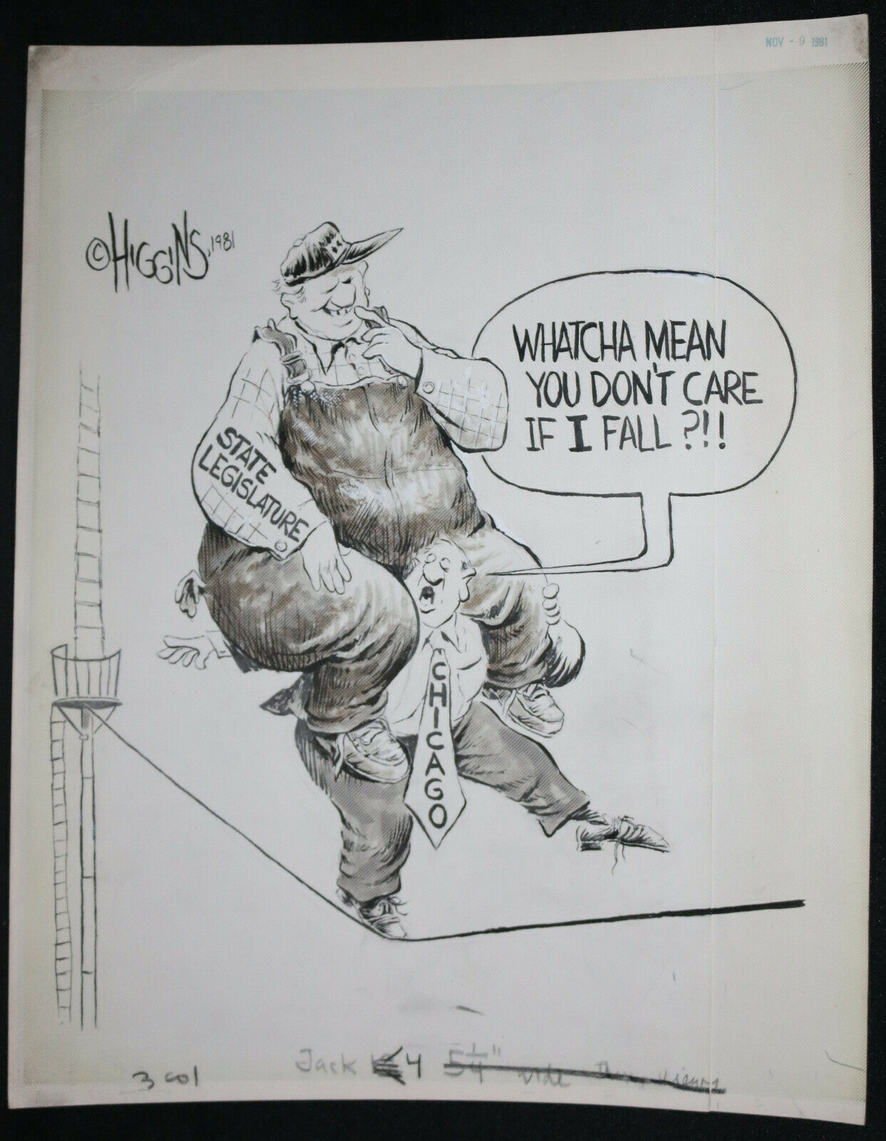 Workman Accident Chicago Newspaper Gag - 1981 Signed art by Jack ...