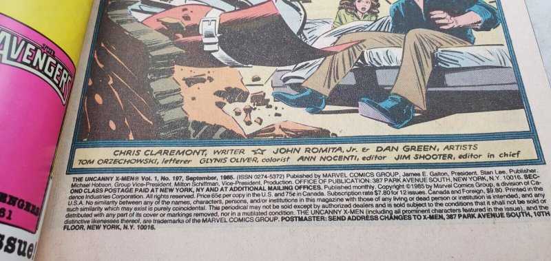 Uncanny X-Men #197 (1985) Art by John Romita, Jr. and Dan Green, F/VF ...