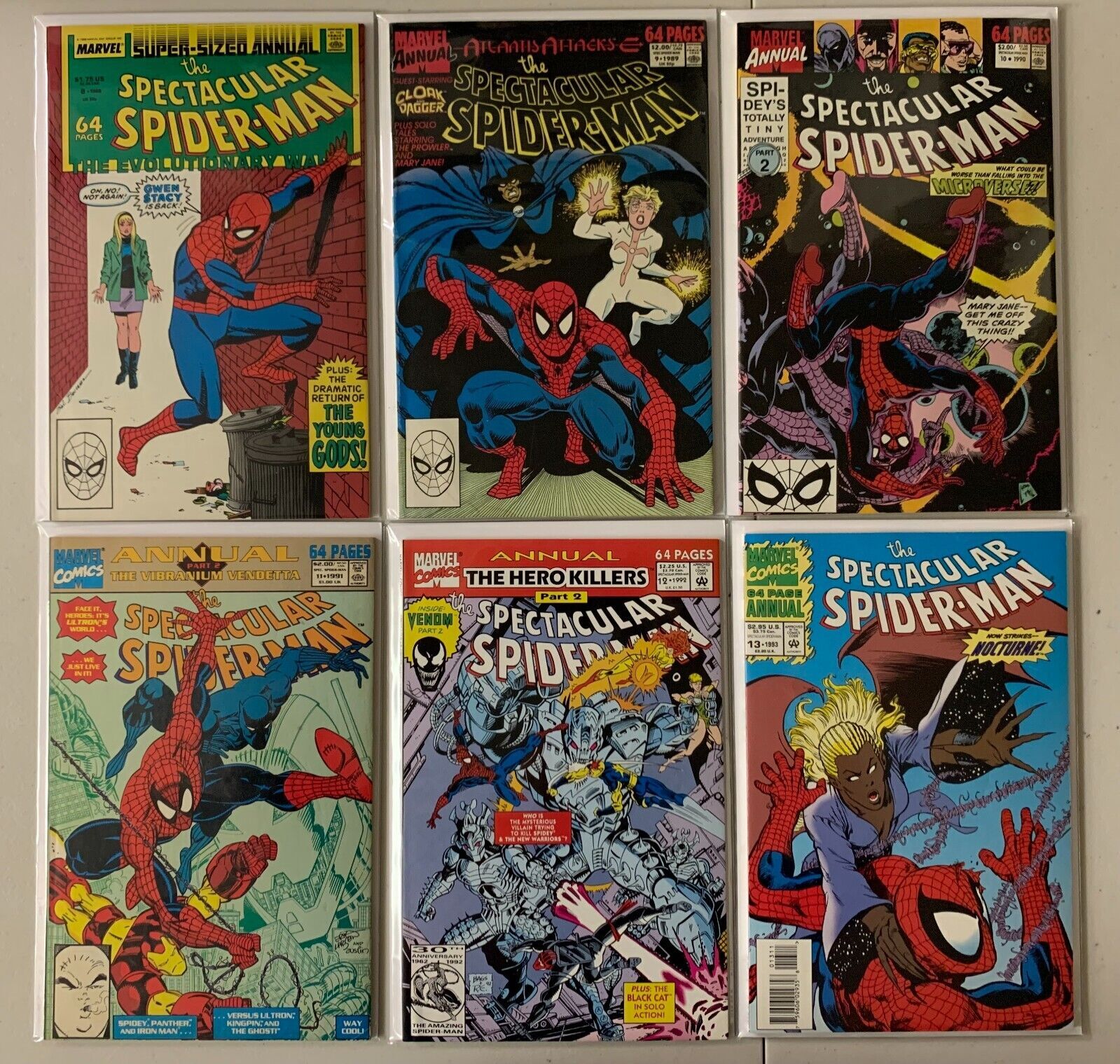 Spectacular Spider-Man Annuals comics run #8-13 6 diff avg 6.0 (1988-93 ...