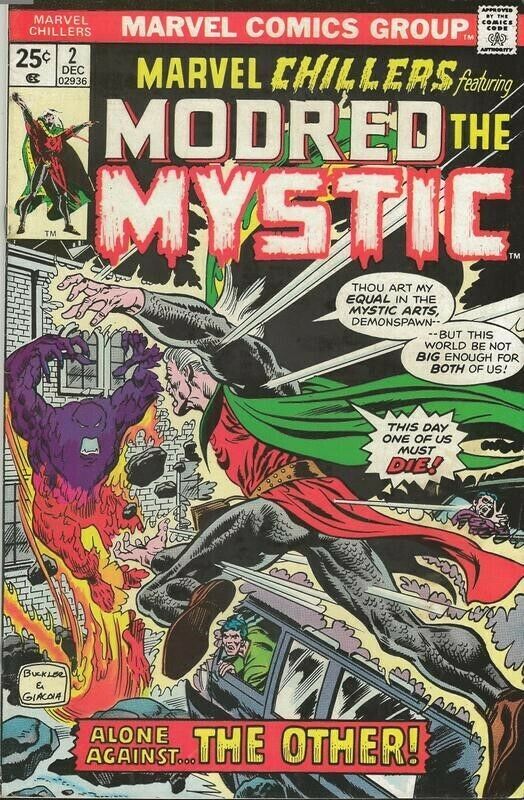 Marvel Chillers #2 ORIGINAL Vintage 1976 Marvel Comics Modred Mystic ...