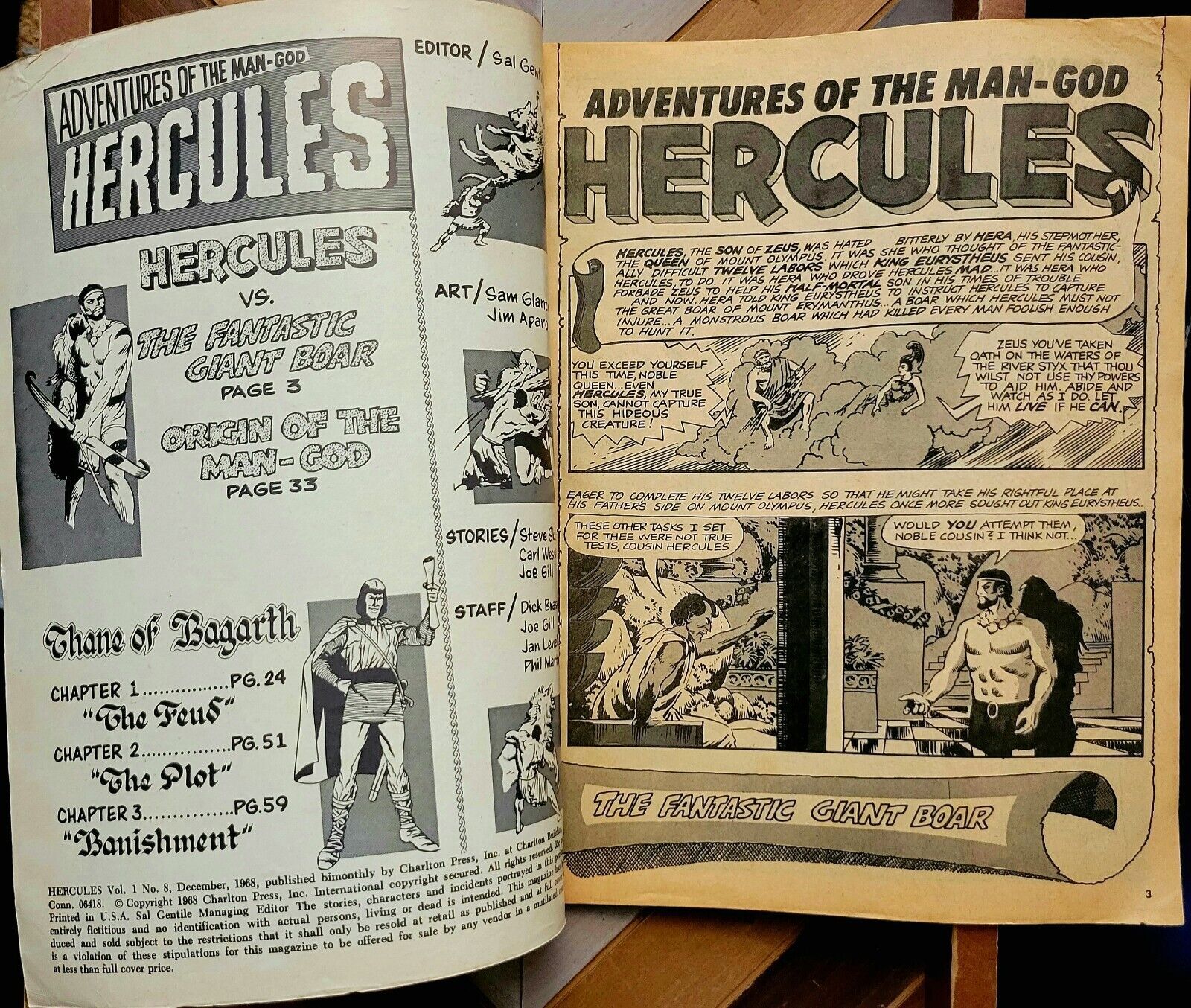 Hercules #8 VG (1968 Charlton) Magazine Jim Aparo Art + THANE Steve ...