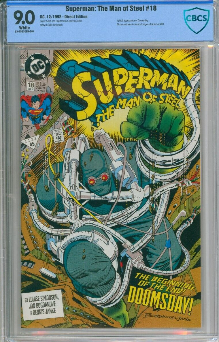 DC Comics Superman: The Man Of Steel CBCS 9.0 1st Full Appearance Of ...