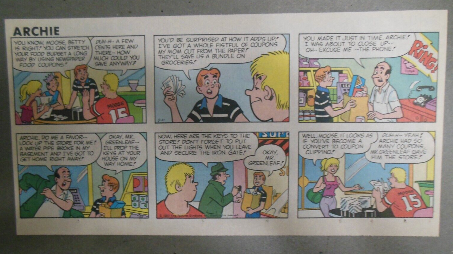 (13) Archie Sunday Pages created Bob Montana 1983 Third Page Size 7.5 x ...