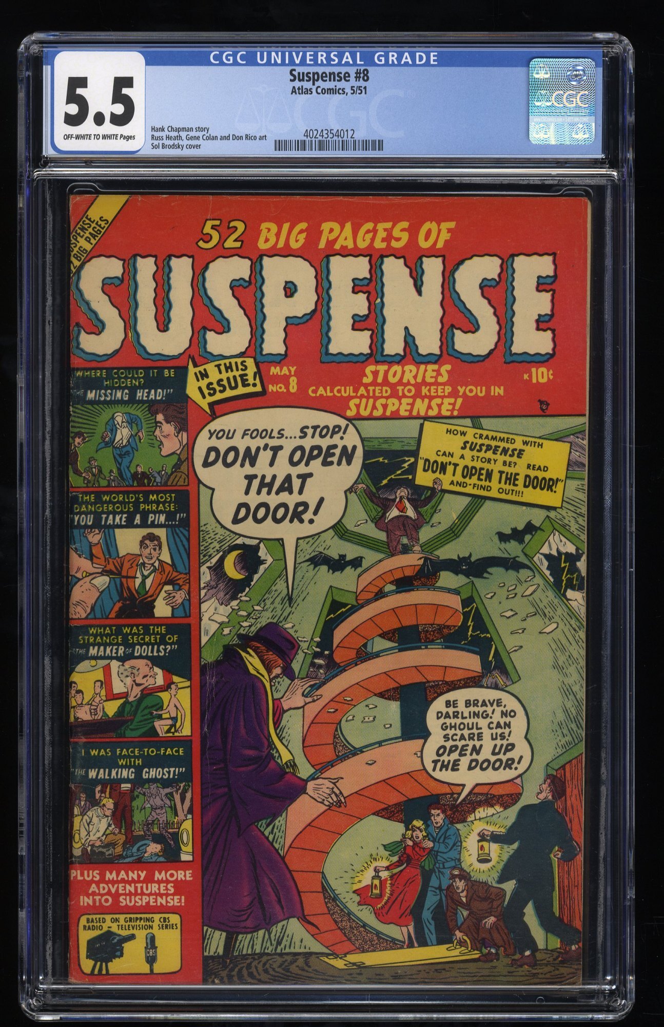 Suspense #8 CGC FN- 5.5 Off White to White Atlas Pre Code Horror ...