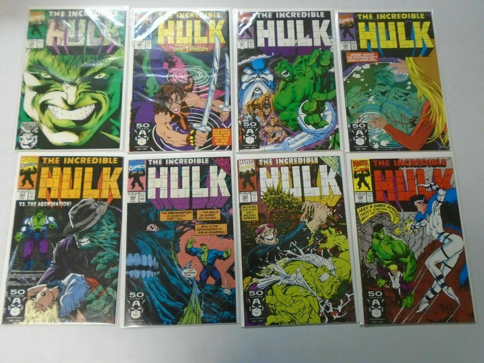 Incredible Hulk lot 46 different from #350-400 avg 8.0 VF (1988-92 1st ...