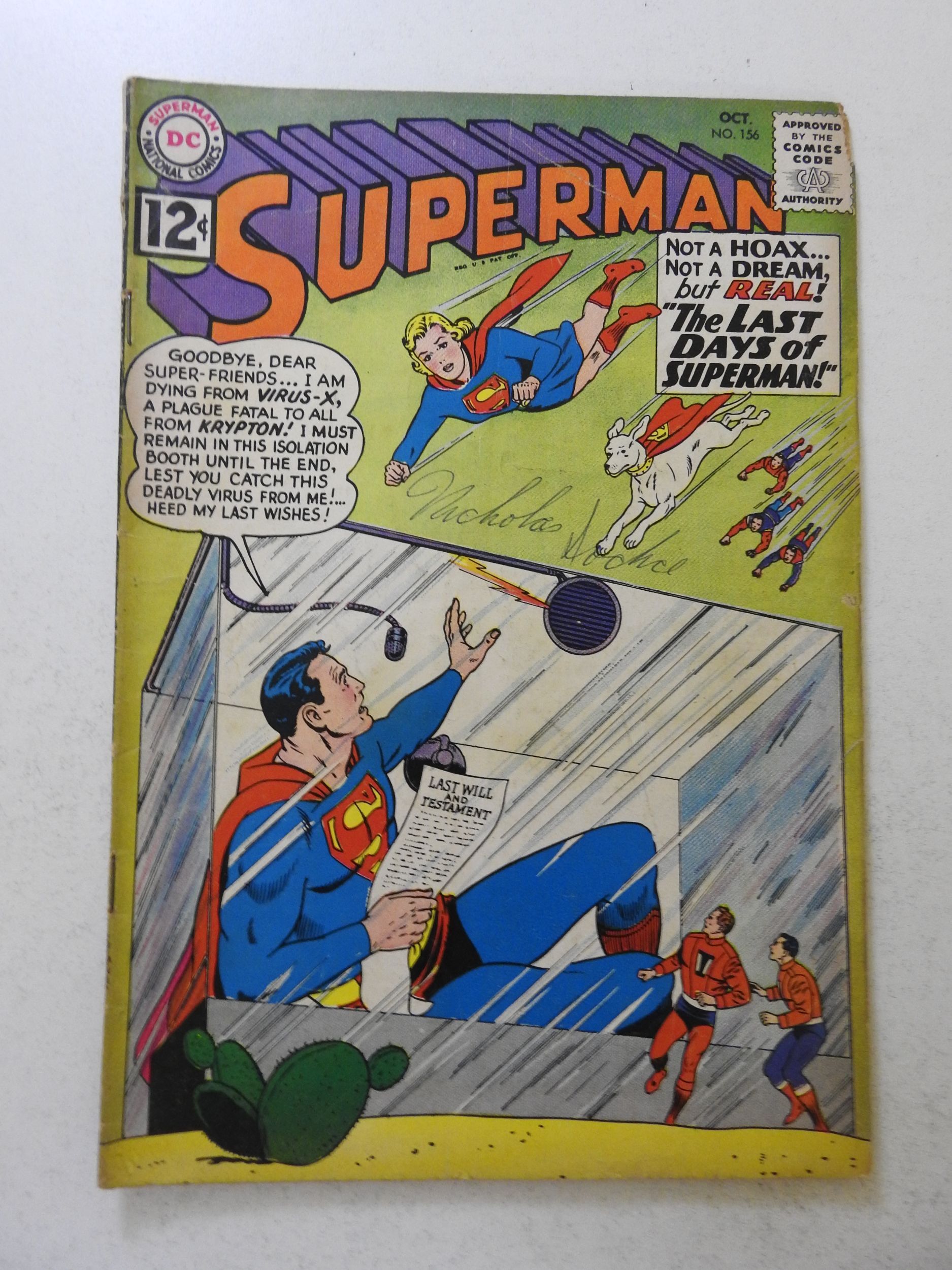 Superman #156 (1962) VG- Condition ink fc, centerfold detached bottom ...