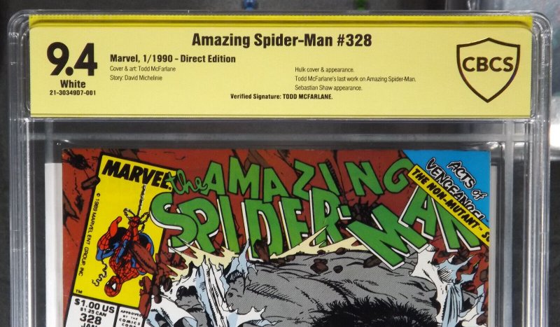 AMAZING SPIDER-MAN #328 CBCS 9.4 Verified Signature Todd McFarlane vs ...