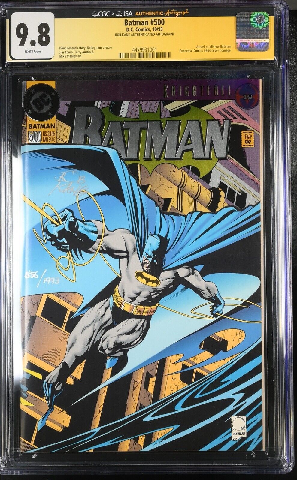 (1993) Batman #500 CGC JSA Authentic Signature Series 9.8 WP! Signed by ...
