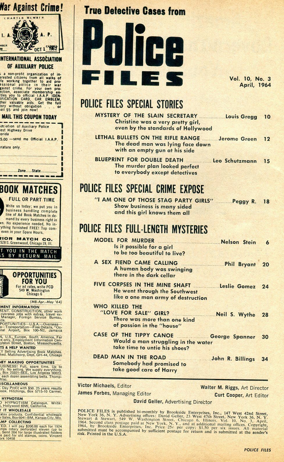 Police Files Magazine April 1964 Tippy Canoe- Stag Party Girls VG ...
