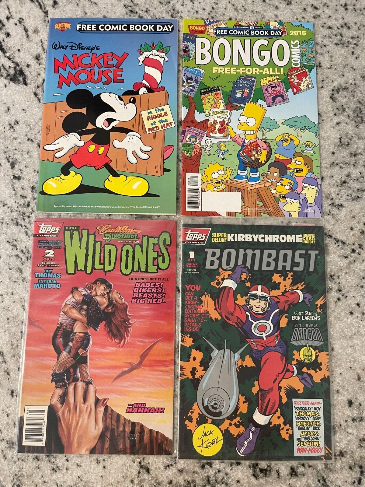 4 Comic Books Bombast 1 Wild Ones 2 Bongo FCBD Mickey Mouse FCBD 1 36 ...