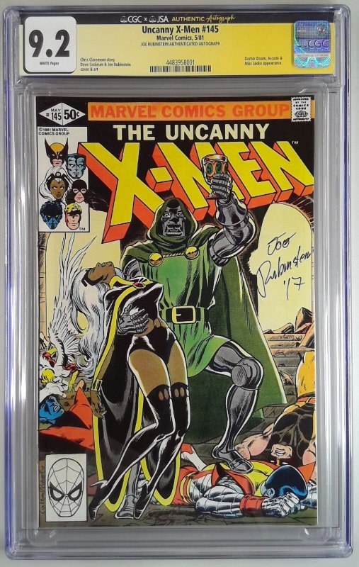 Uncanny X-Men 145 (1981) CGC 9.2 Signed by JOE Rubinstein DR Doom (Slab ...