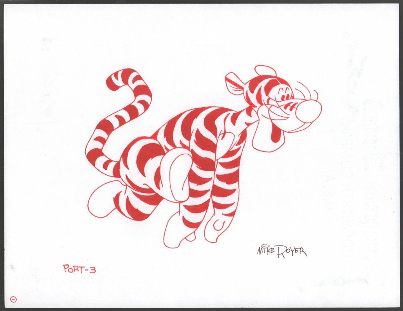 Winnie-the-Pooh Disney Red Ink Drawing Concept Art Tigger Running by ...