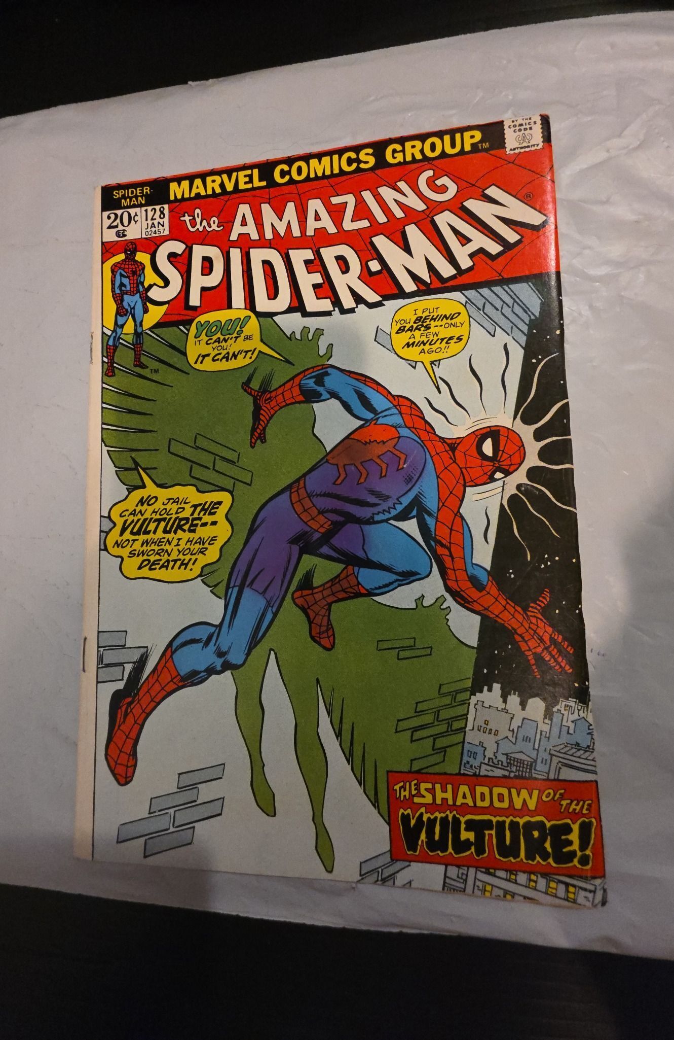 The Amazing Spider-Man #128 (1974)shadow of the Vulture med spine roll ...