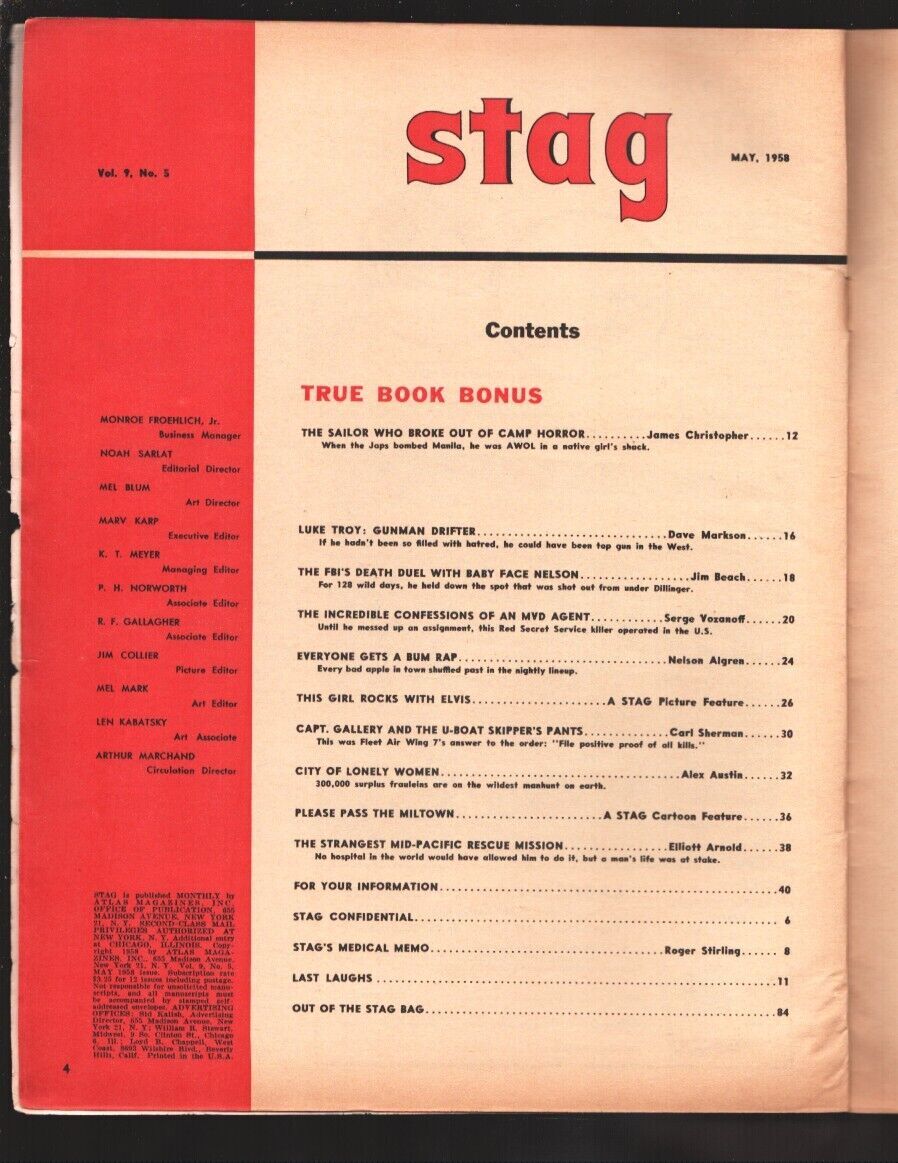 Stag 5/1960-Atlas-Mort Kunstler WWII cover-Civil War-Bull Run-James ...