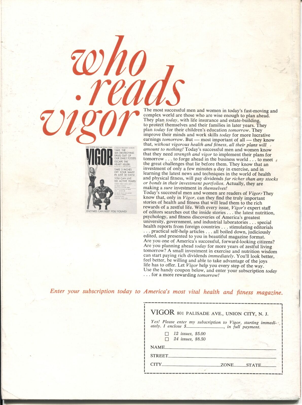 Vigor-July 1964-Early Fitness-Health-Body Building-Magazine-High Grade ...