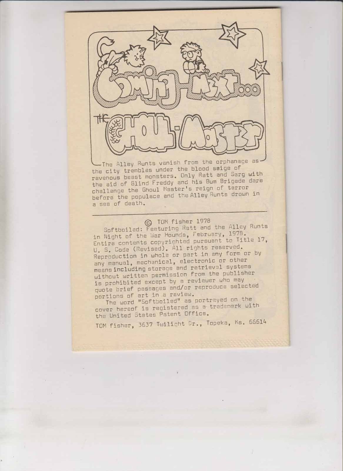 Softboiled Featuring Ratt and the Alley Runts #1 VF- tom fisher ...