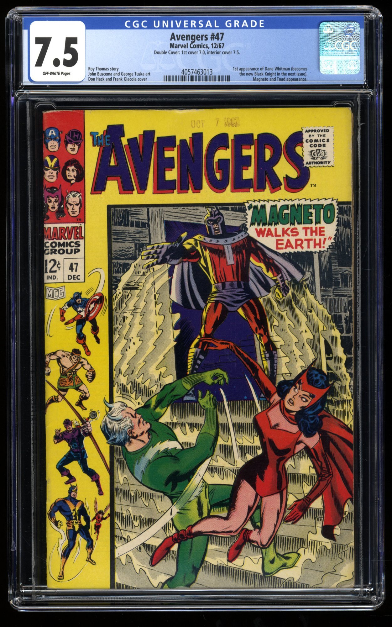 Avengers #47 CGC VF- 7.5 Off White RARE DOUBLE COVER! | Comic Books - Silver Age, Marvel ...