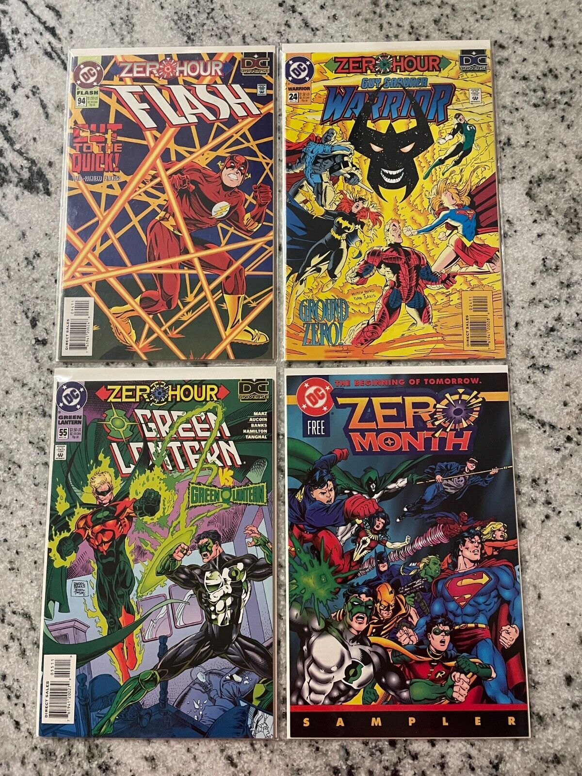 4 Zero Hour DC Comics Month + Green Lantern #55 + Warrior #24 + Flash ...
