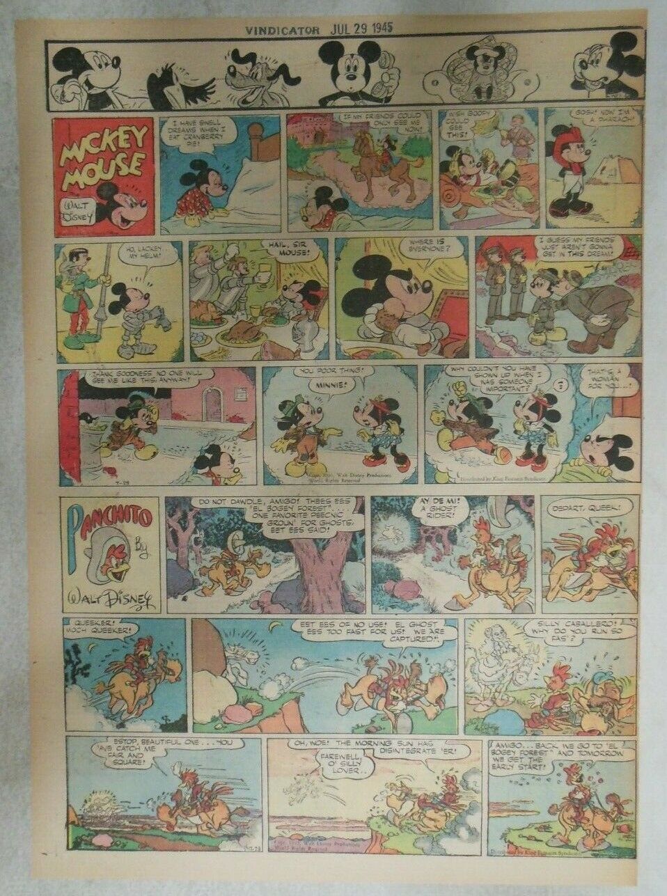 Mickey Mouse Sunday Page by Walt Disney from 7/29/1945 Tabloid Page ...