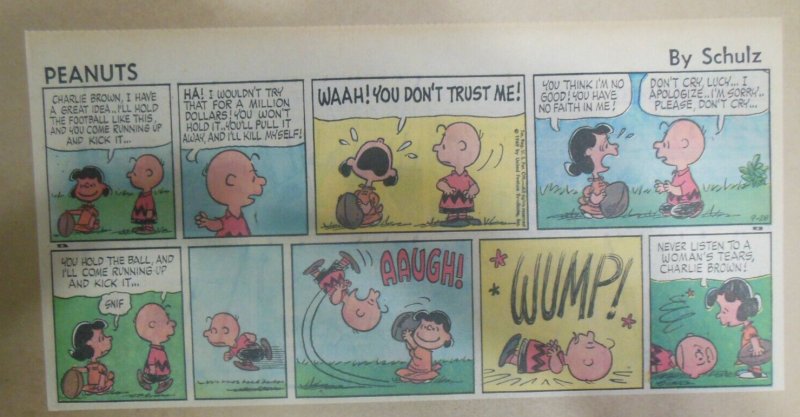 Peanuts Sunday Page by Charles Schulz from 9/28/1969 Size: ~7.5 x 15 ...