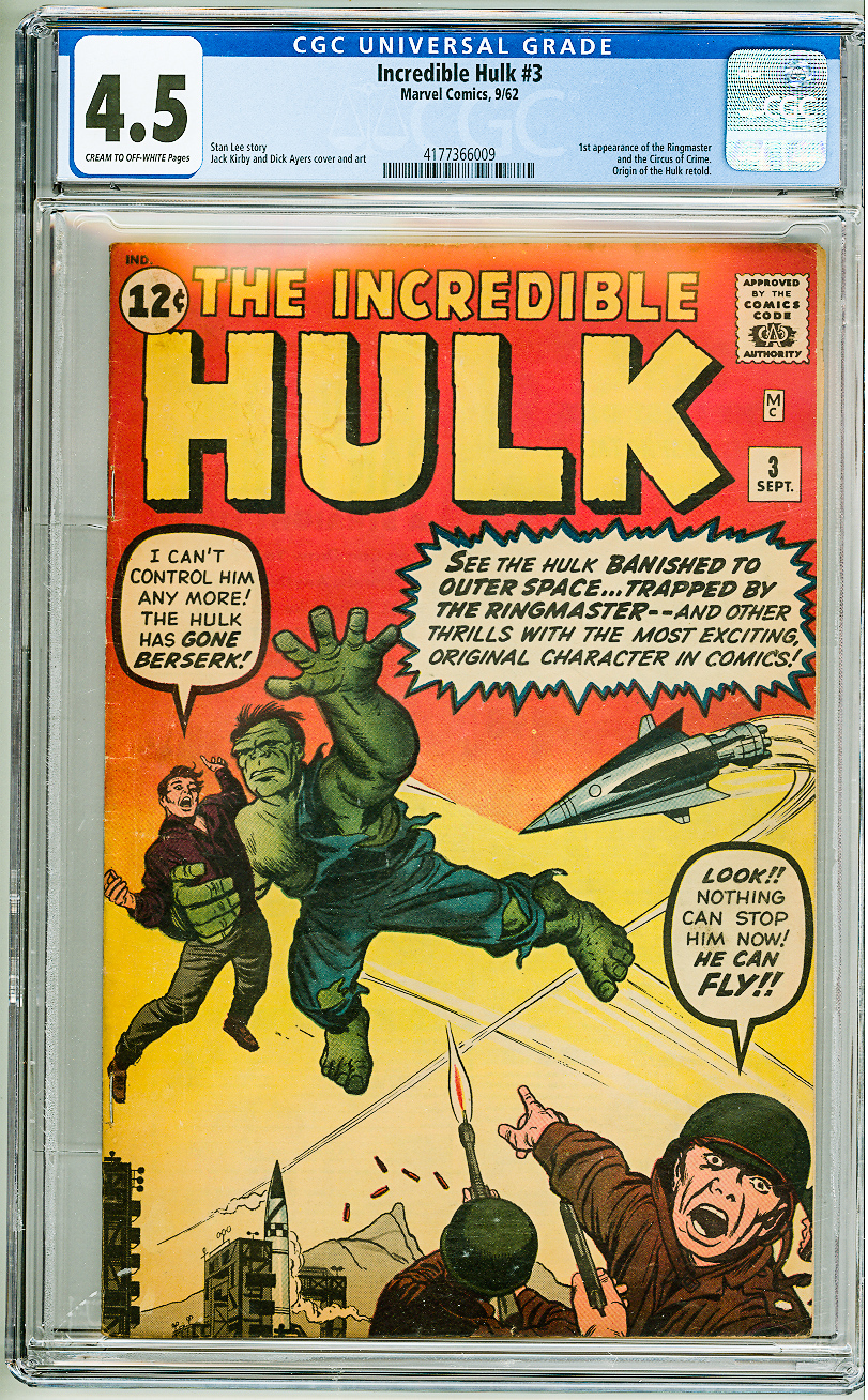 The Incredible Hulk #3 (1962) CGC 4.5! 1st Appearance of the Ringmaster ...