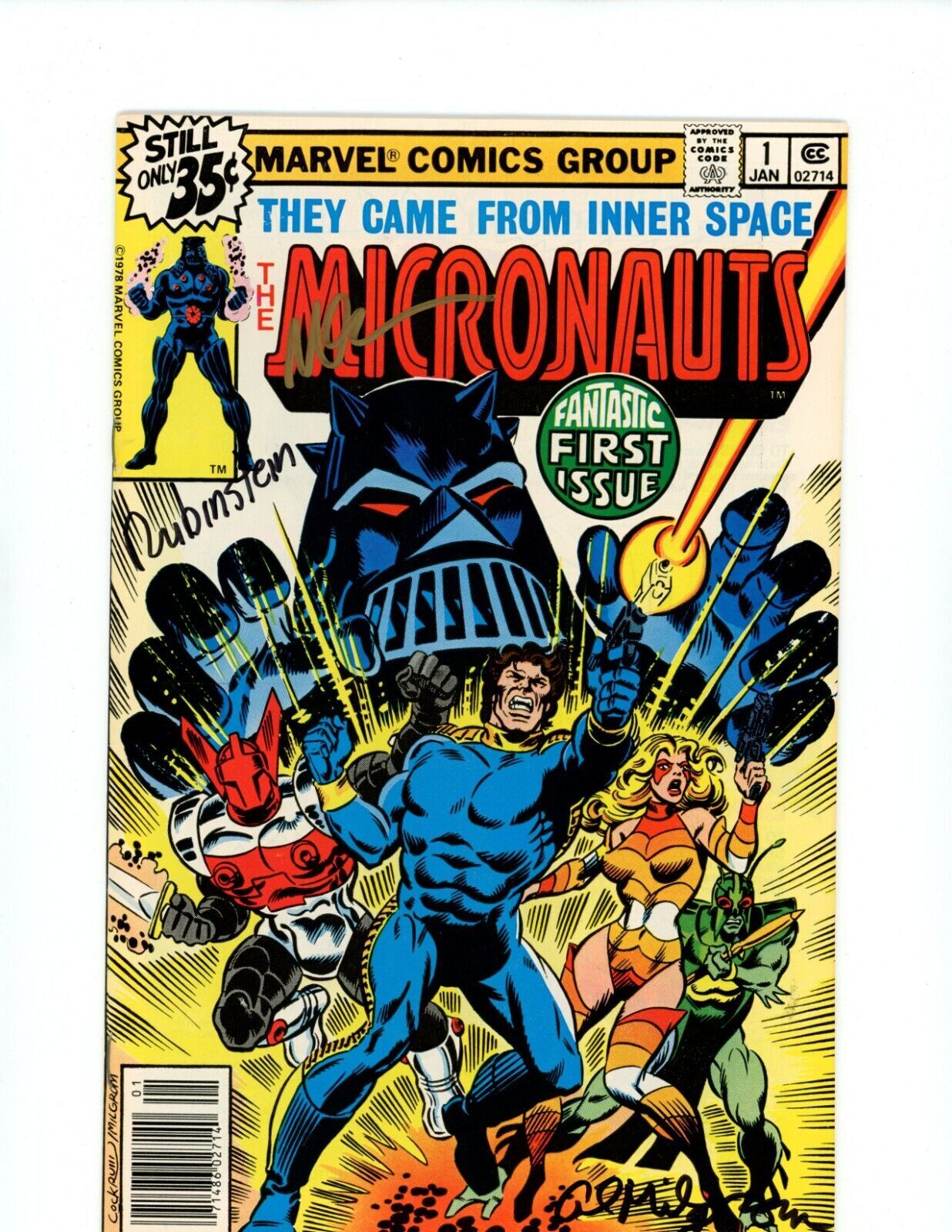 Micronauts #1 - Signed by Joe Rubinstein, Michael Golden, Al Milgrom (9 ...