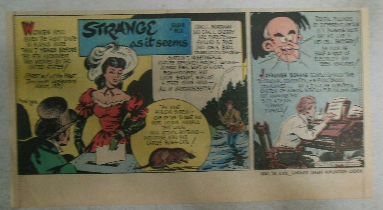 (6) Strange As It Seems Sunday Pages by Elsie Hix from 1950's 7.5 x 15 ...