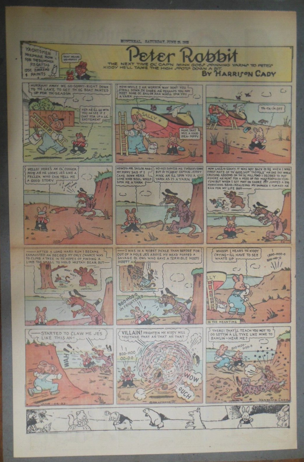 Peter Rabbit Sunday Page by Harrison Cady from 6/25/1932 Large Full ...
